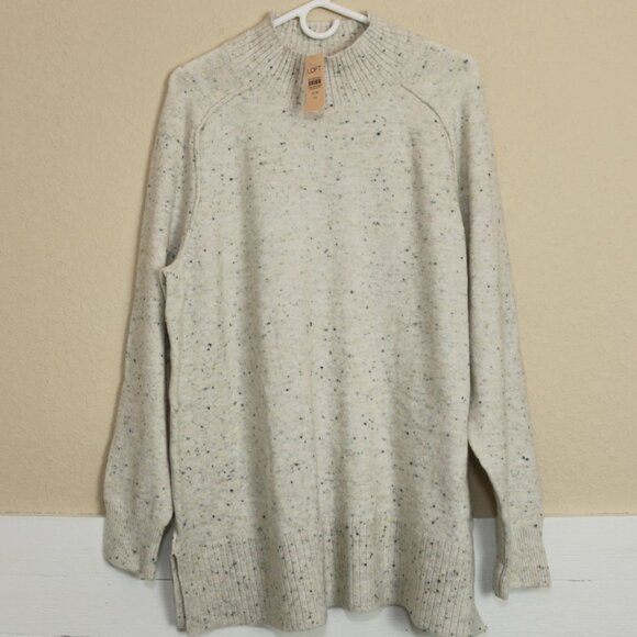 LOFT | Sweaters | Nwt Loft Plus Flecked Cream Tunic Sweater Pullover ...